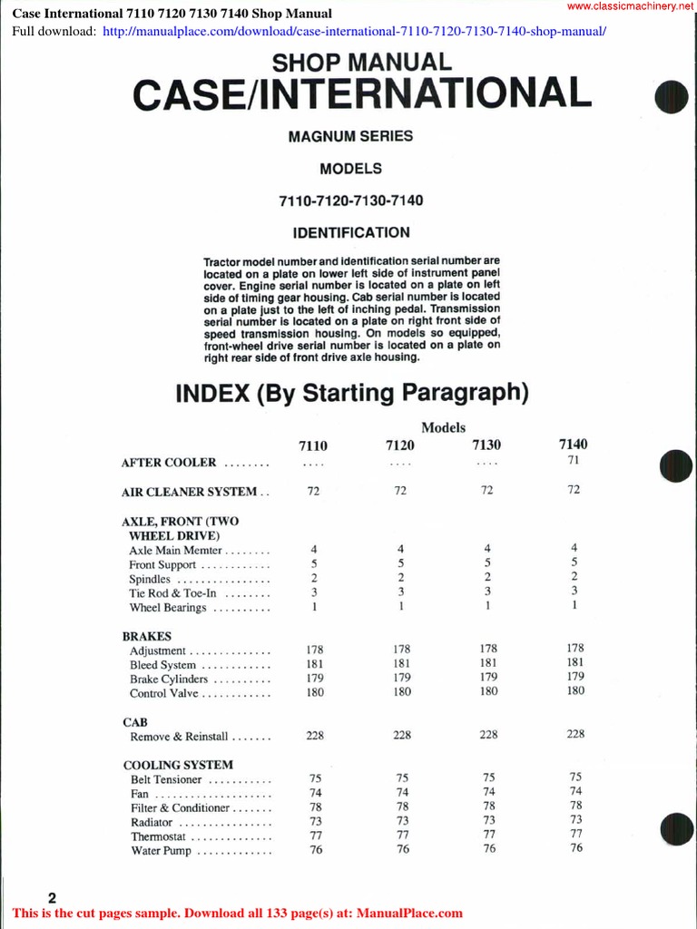Case International 7110 7120 7130 7140 Shop Manual | PDF | Axle | Screw
