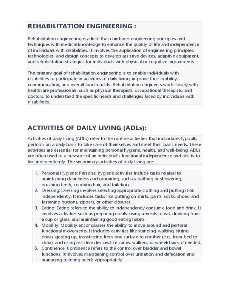 Rehabilitation Engineering | PDF | Physical Therapy | Disability