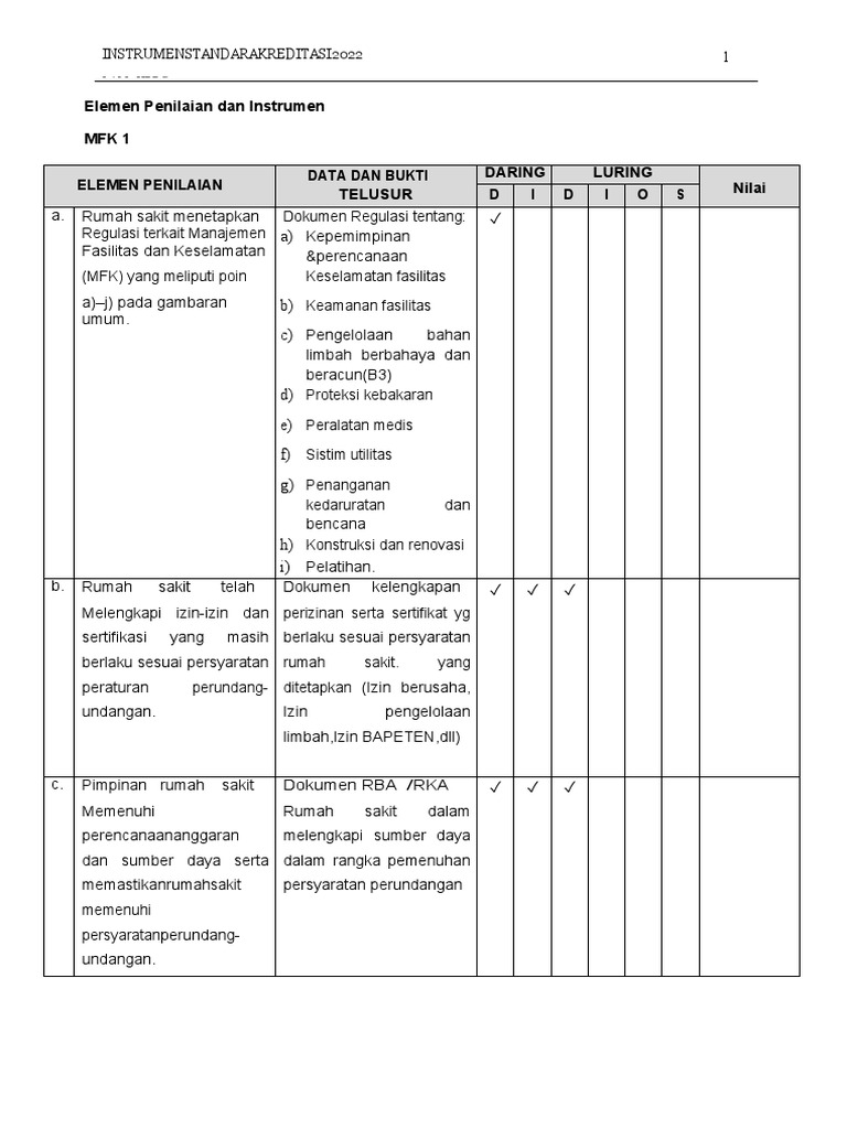 Instrumen Akreditasi MFK 2 | PDF | Teknologi & Rekayasa