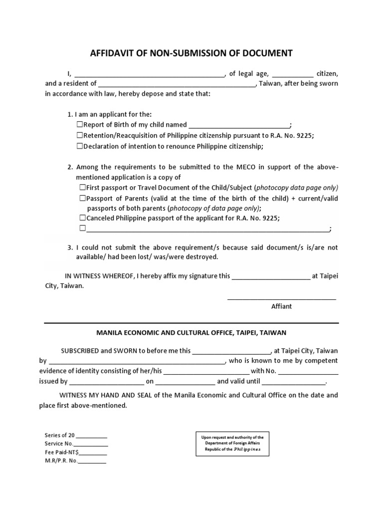 Affidavit of Non Submission of Documents | PDF | Business | Finance ...