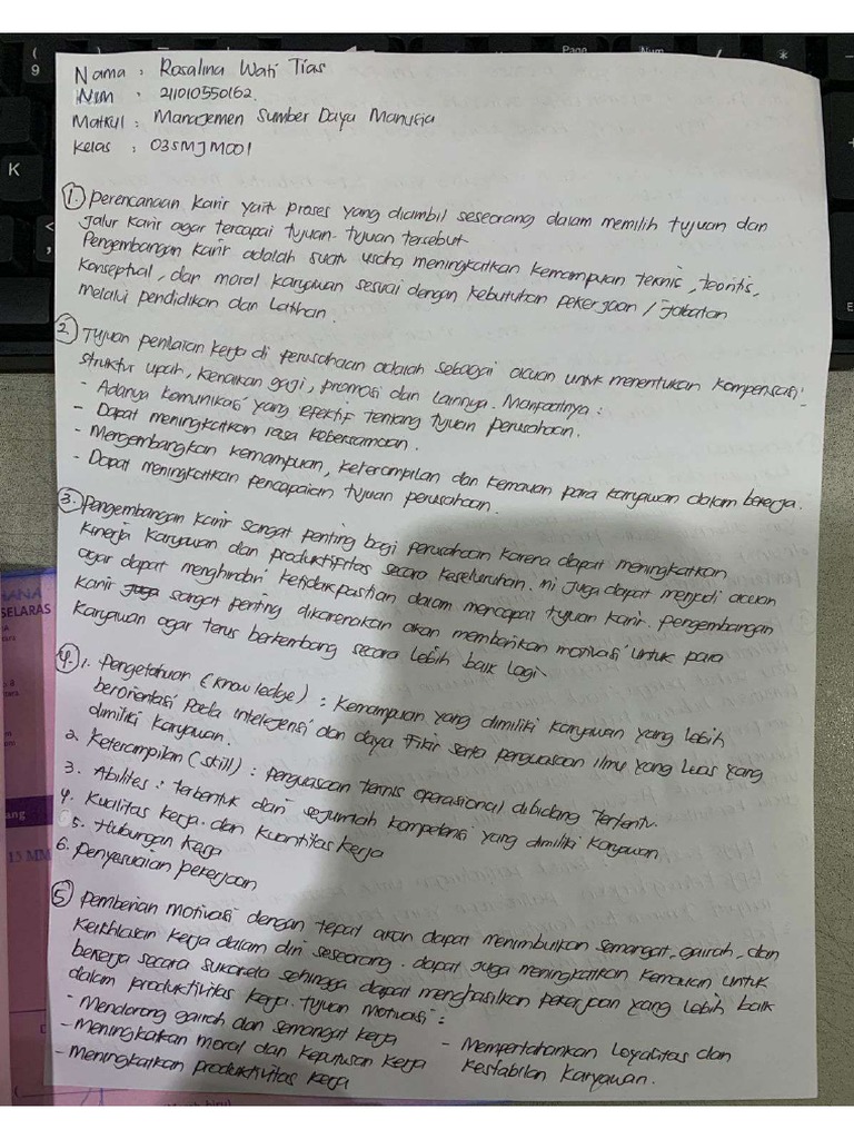 Rosalina Wati Tias - UAS MSDM | PDF