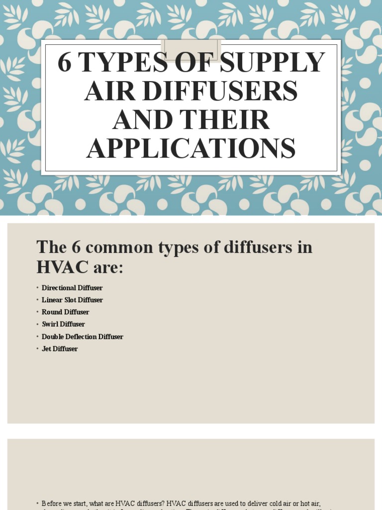 6 Types of Supply Air Diffusers and Their | PDF