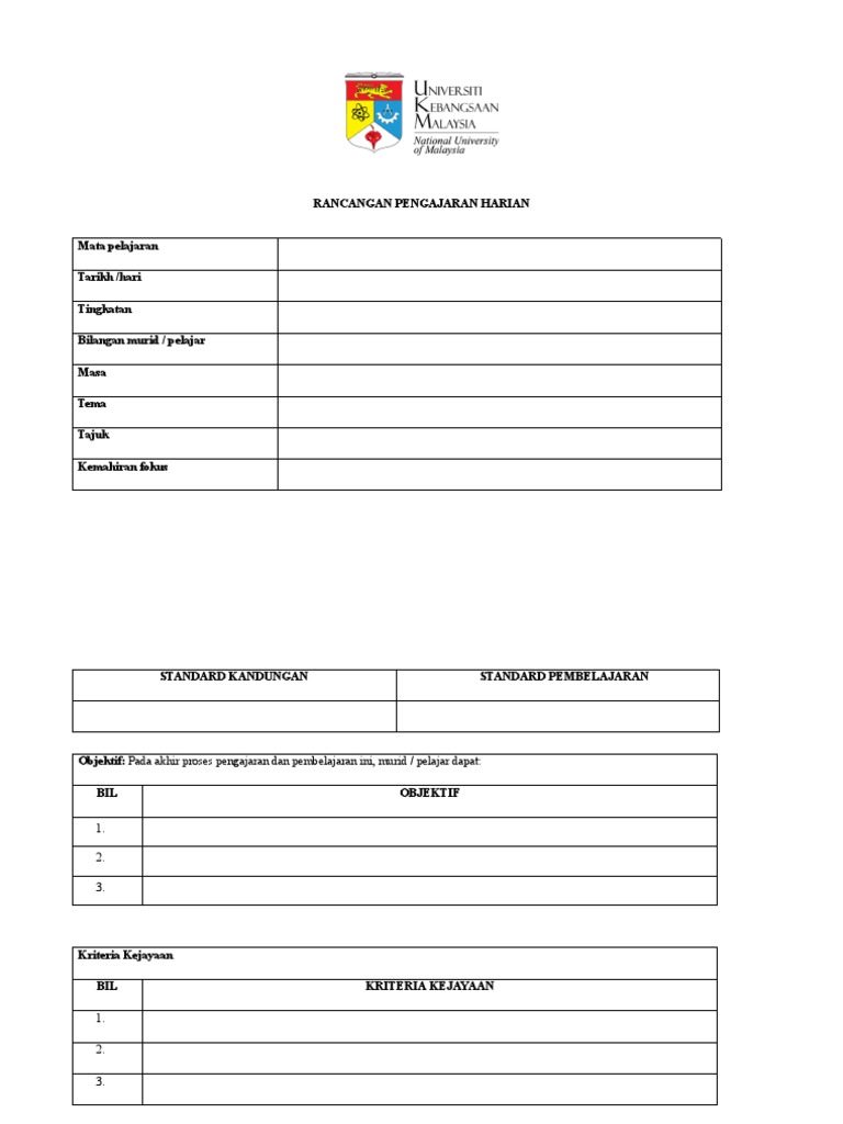 Template RPH Logo Ukm | PDF