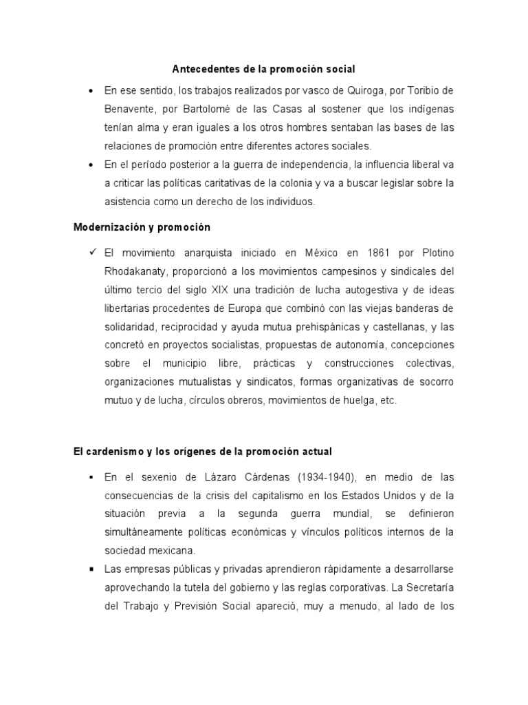 Antecedentes de La Promoción Social | PDF | México | Sindicato