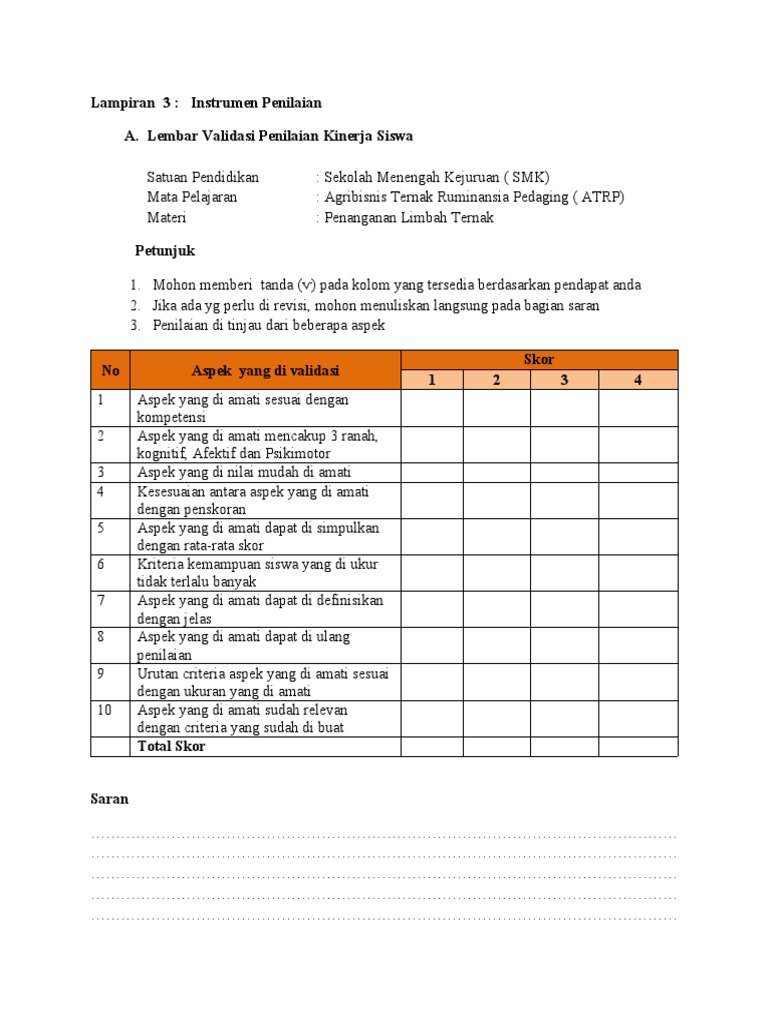 LAMPIRAN 3 Instrumen Penilaian | PDF