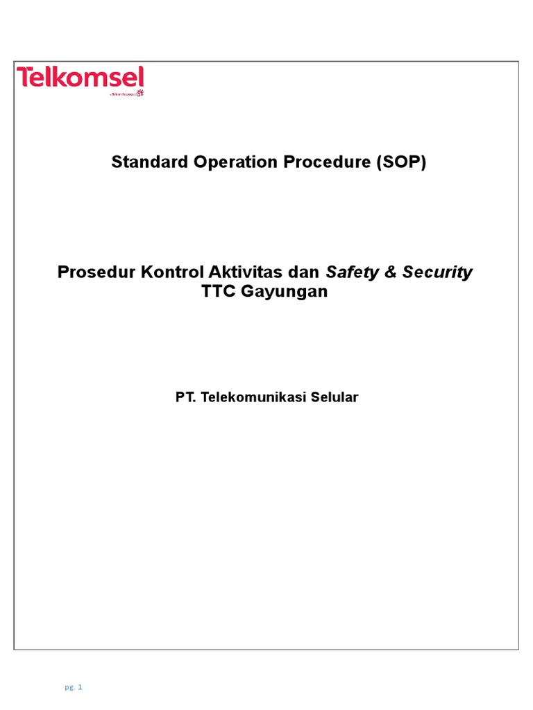 Standard Operation Procedure (SOP) : PT. Telekomunikasi Selular | PDF