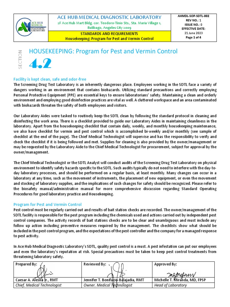 Pest and Vermin Control Program Guide | PDF | Pest Control | Laboratories