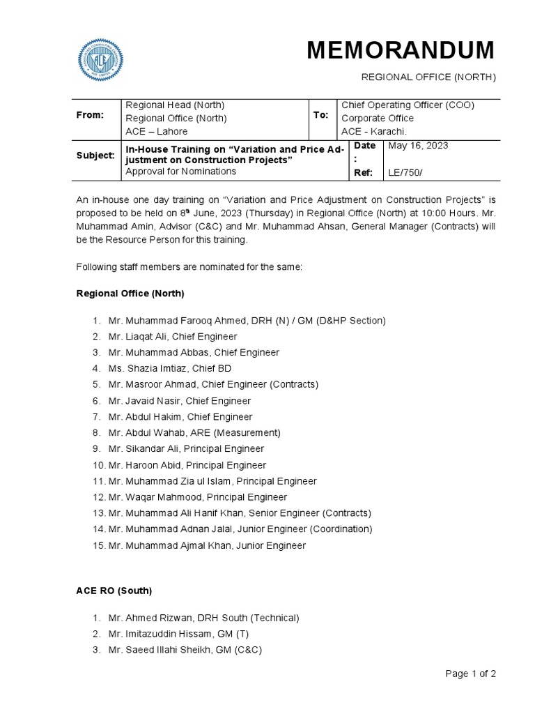 Memo For Approval-Activity 3 | PDF | Pakistan