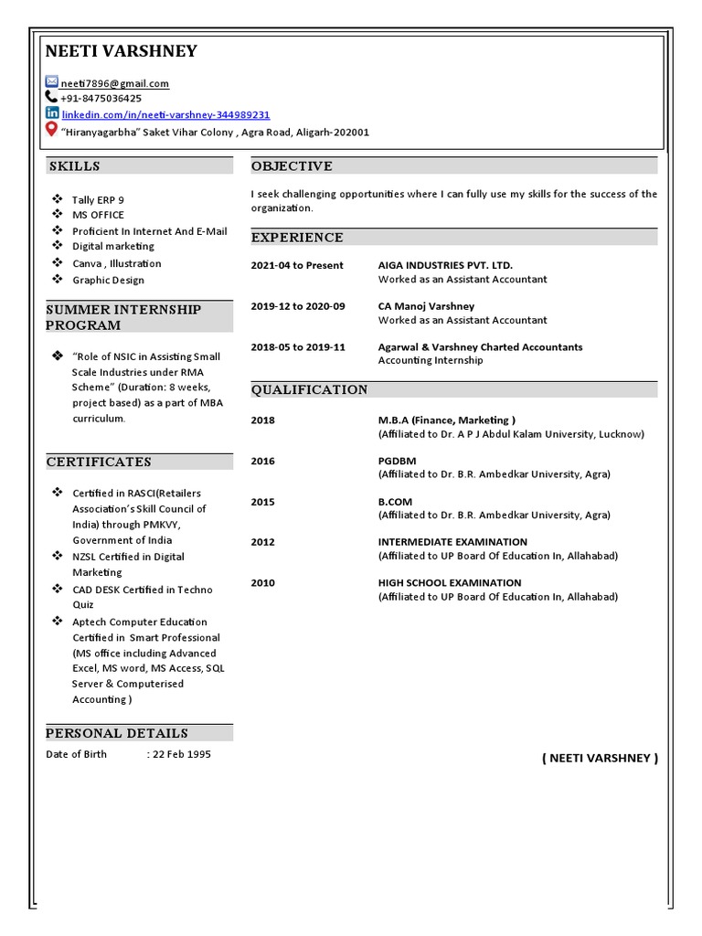 Neeti Resume | PDF | Business | Economies