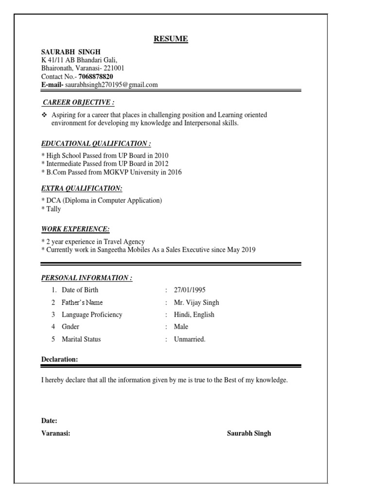 Resume Formet | PDF