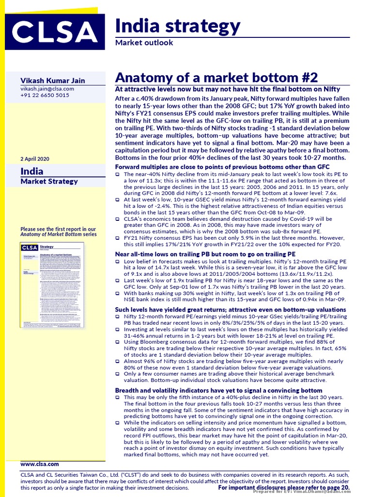 Anatomy of A Market Bottom - CLSA | PDF | Financial Analyst | Investing