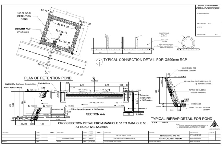 Plan of Retention Pond | PDF | Building Materials | Building Technology