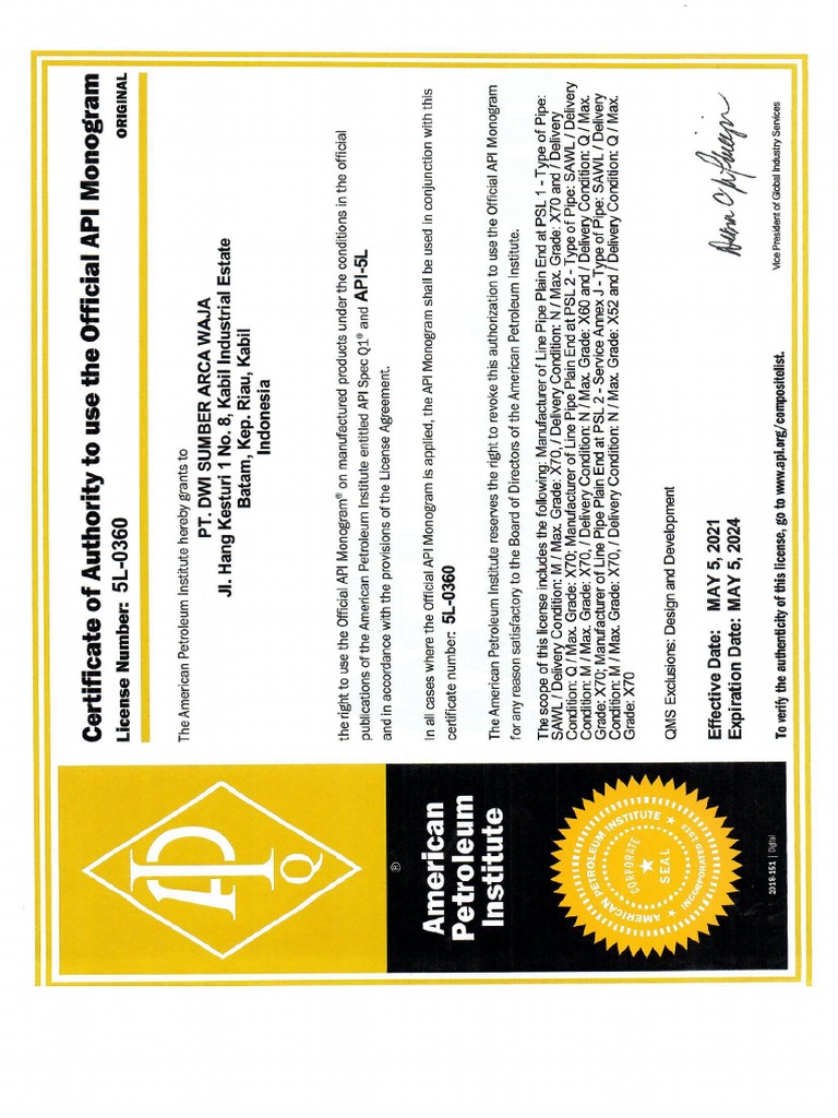 Certificate 5L-0360 - 20240505 | PDF