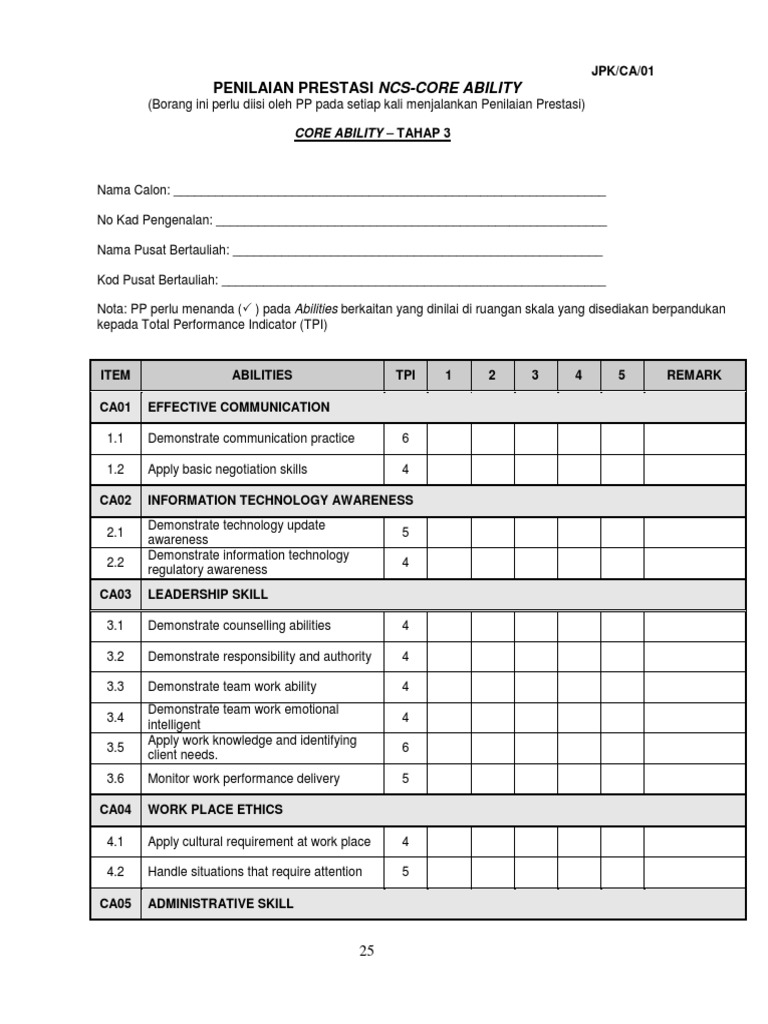 Penilaian Prestasi Core Abilities Tahap 3 | PDF | Psychology ...