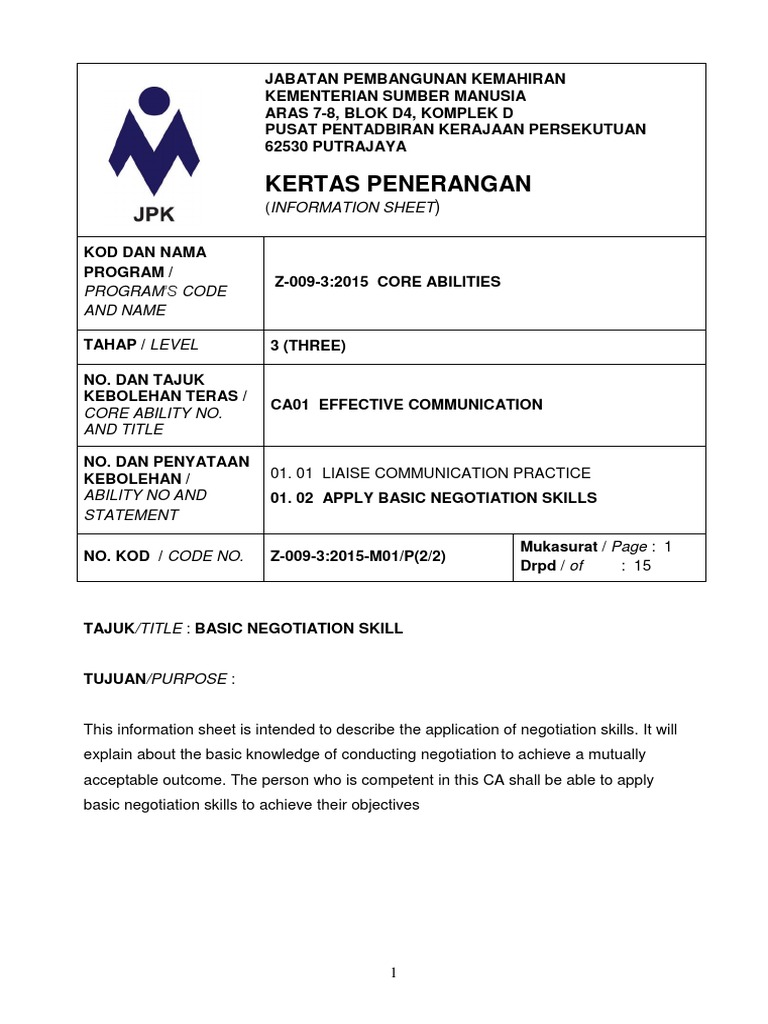 2.2 - P - Basic Negotiation Skill Vol. 1 | PDF | Negotiation | Cognition