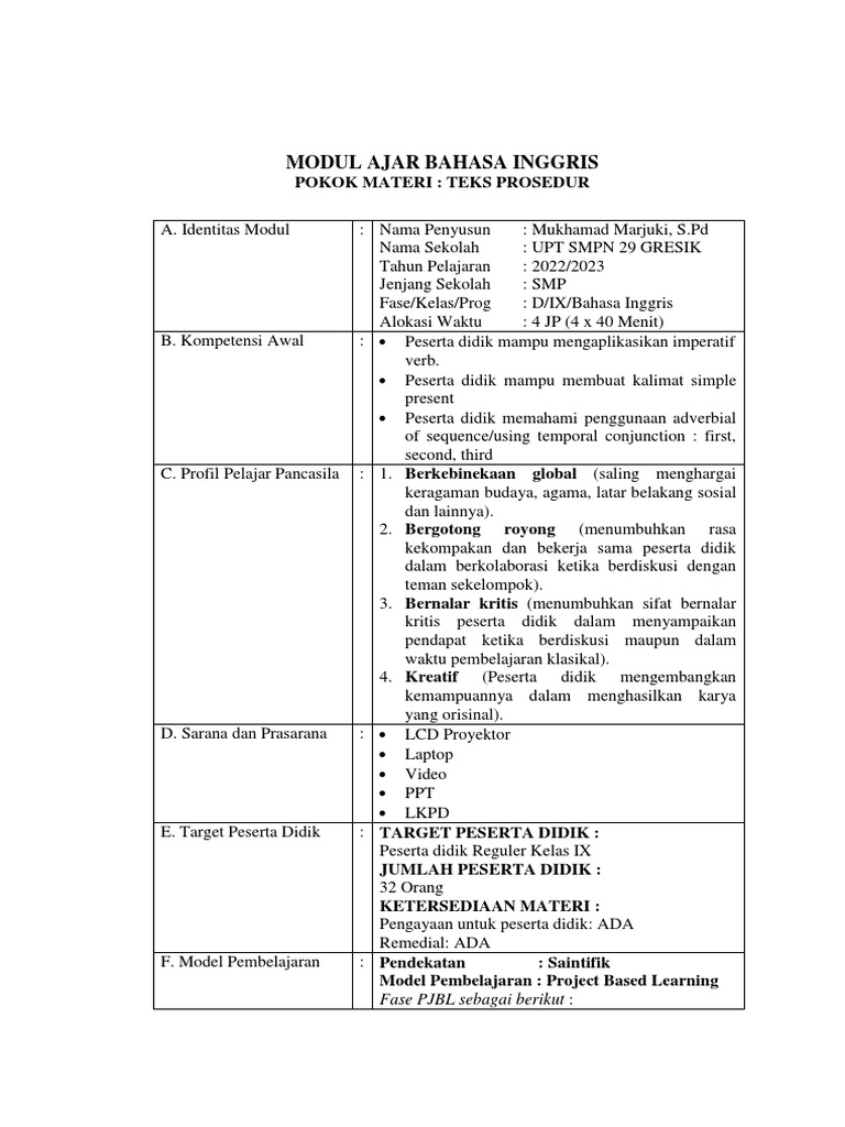 Modul SMP Procedur Text | PDF
