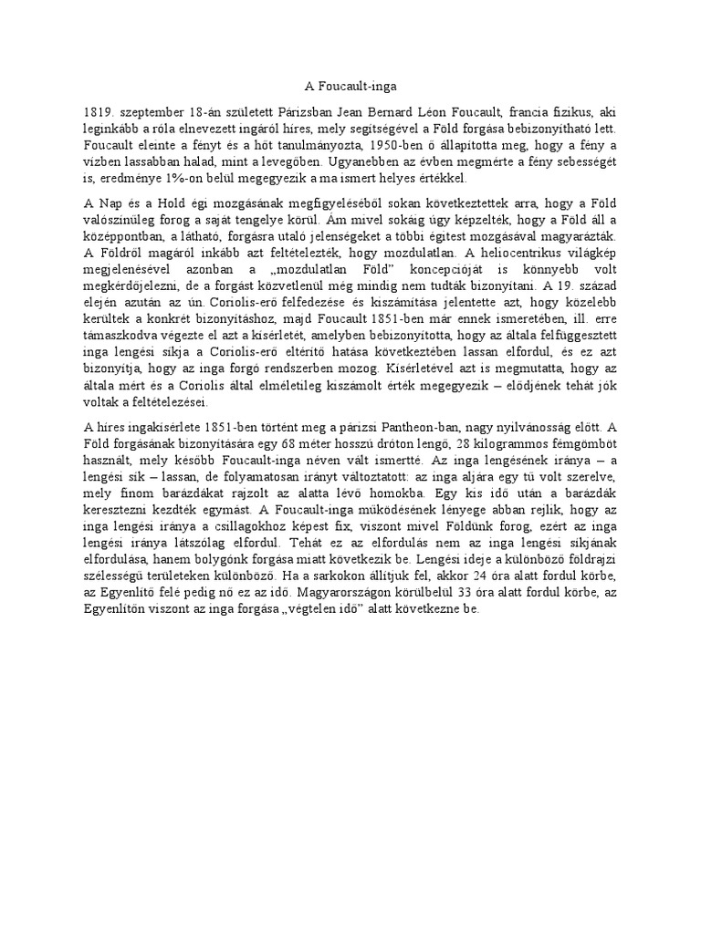 Fizika - A Foucault-Inga | PDF