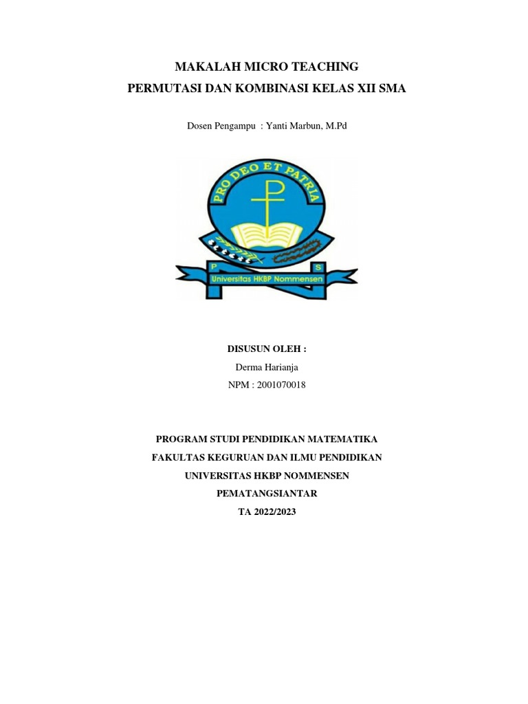 Micro Teaching Derma Harianja (2001070018) | PDF | Seni | Pengembangan Diri