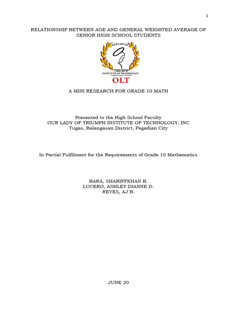 Math Mini Reseach | PDF | Cognition | Science