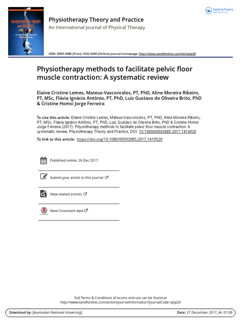 Physiotherapy Methods To Facilitate Pelvic Floor Muscle Contraction: A ...