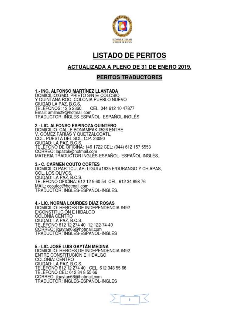 Directorio de Peritos Traductores 2019 | PDF | México | Politica de mexico