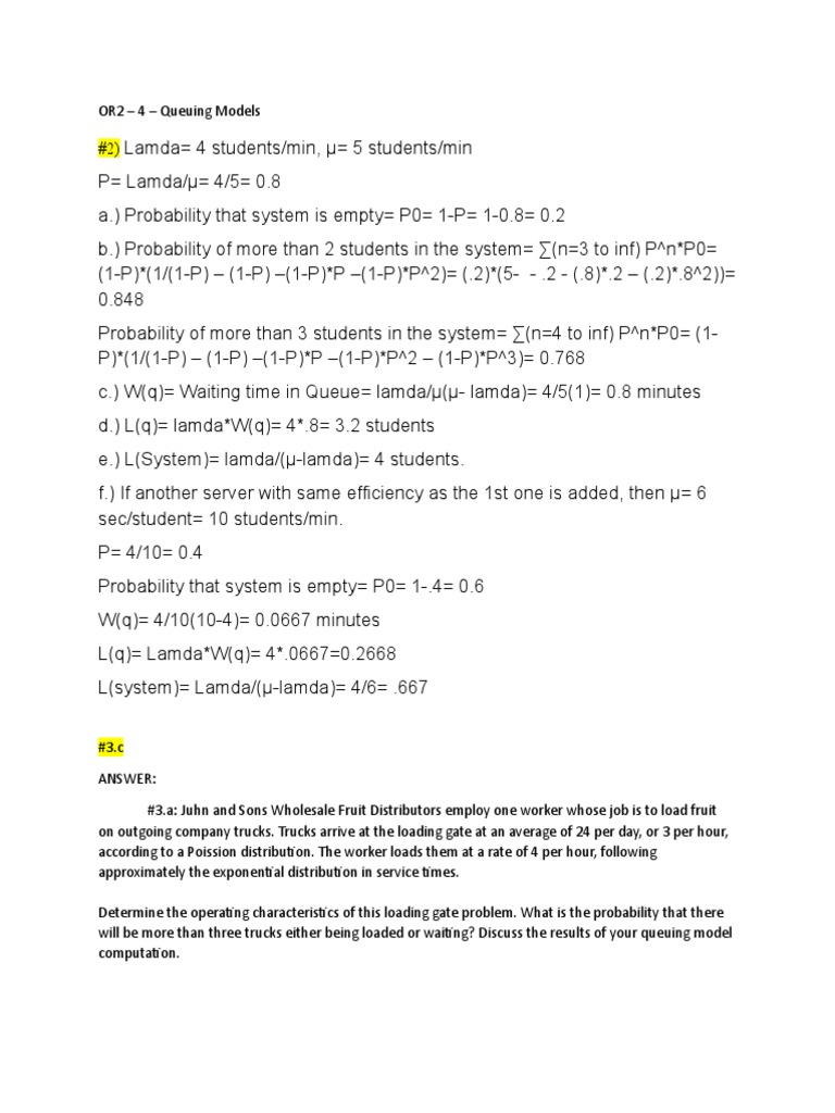 OR2 - 4 - Queuing Model - Aranaydo | PDF | Applied Mathematics