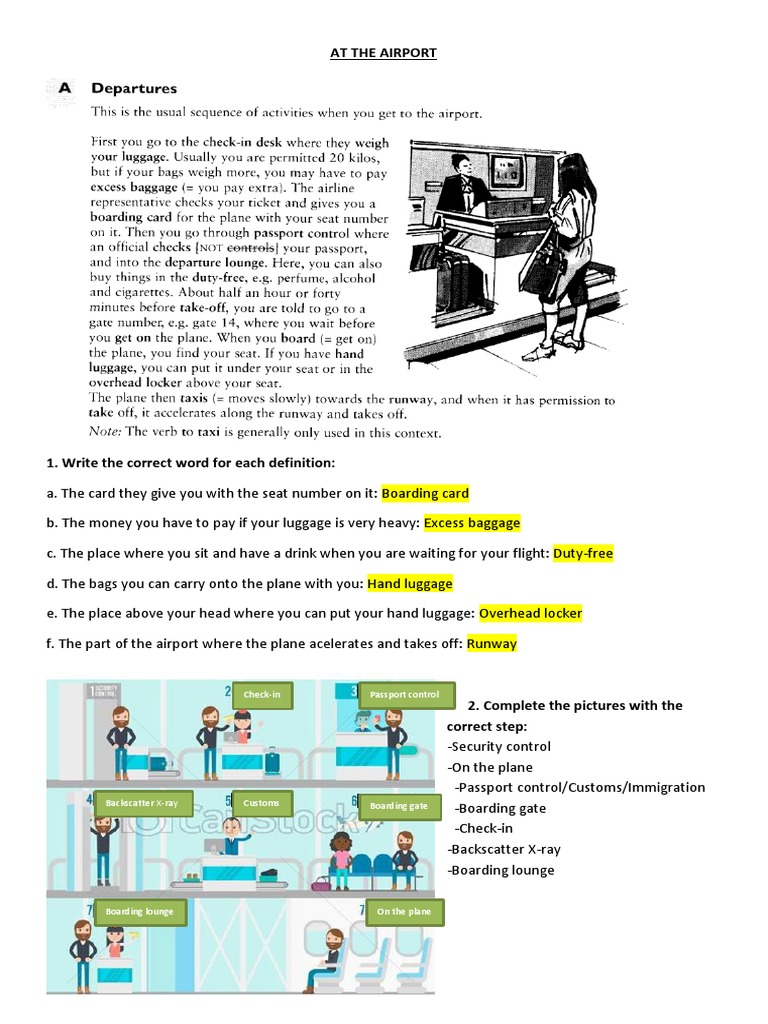 Vocabulary Worksheet RESPUESTAS | PDF | Baggage | Transport