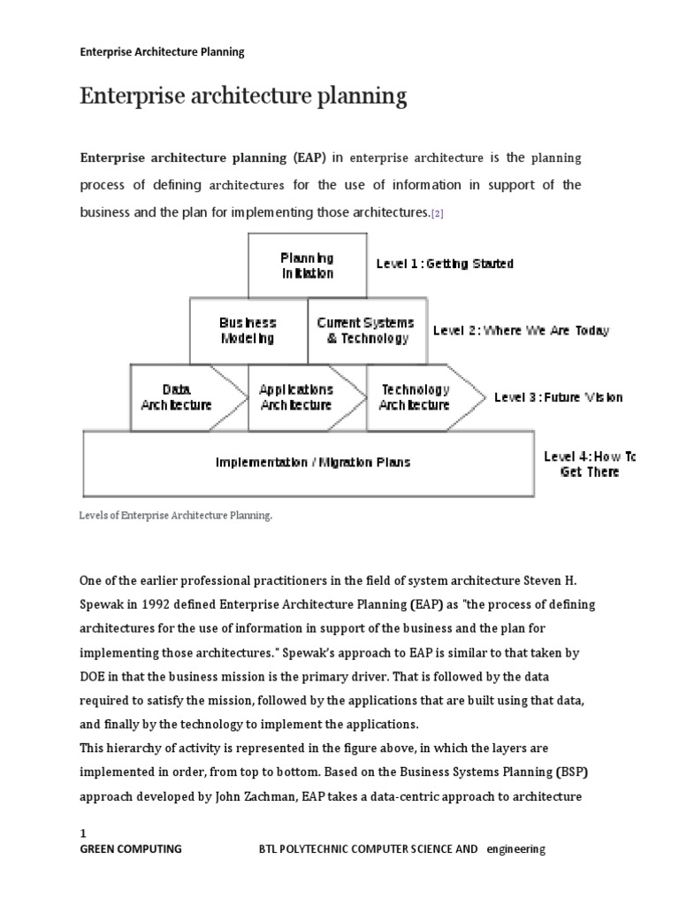 Enterprise Architecture Planning Pdf Enterprise Architecture Design