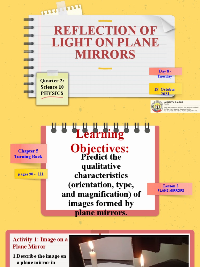 7 Sci10 Reflection of Light On Plane Mirrors | PDF | Mirror | Reflection (Physics)