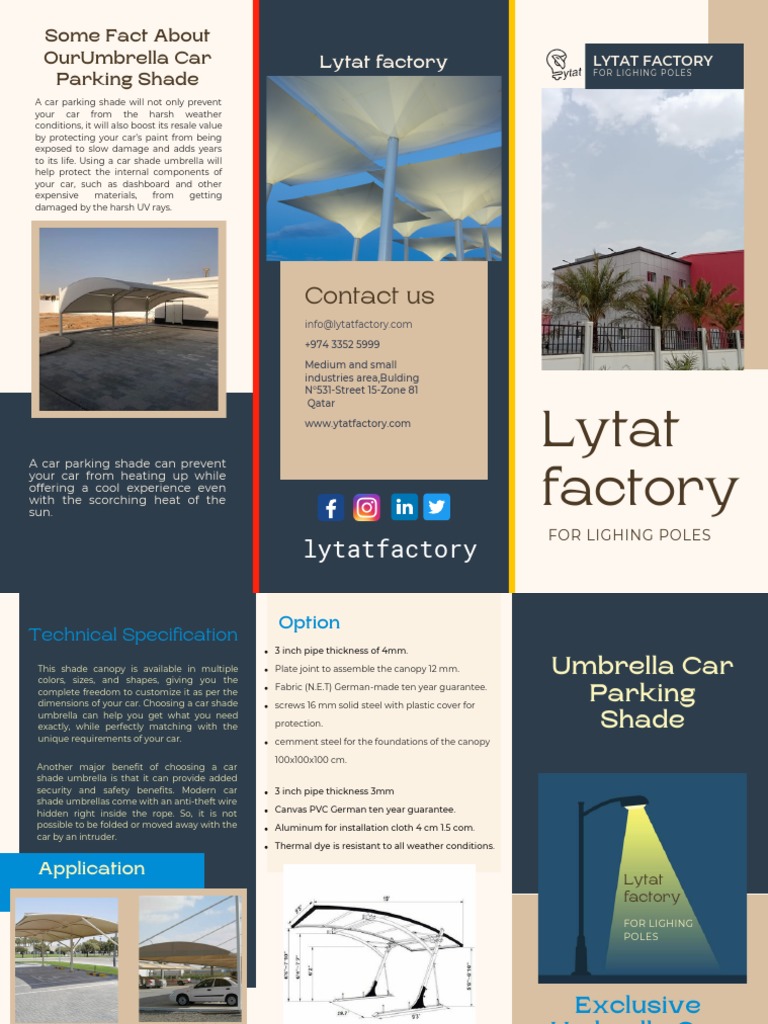 Brochure Umbrella Parking Shade Pdf Umbrella Manufactured Goods