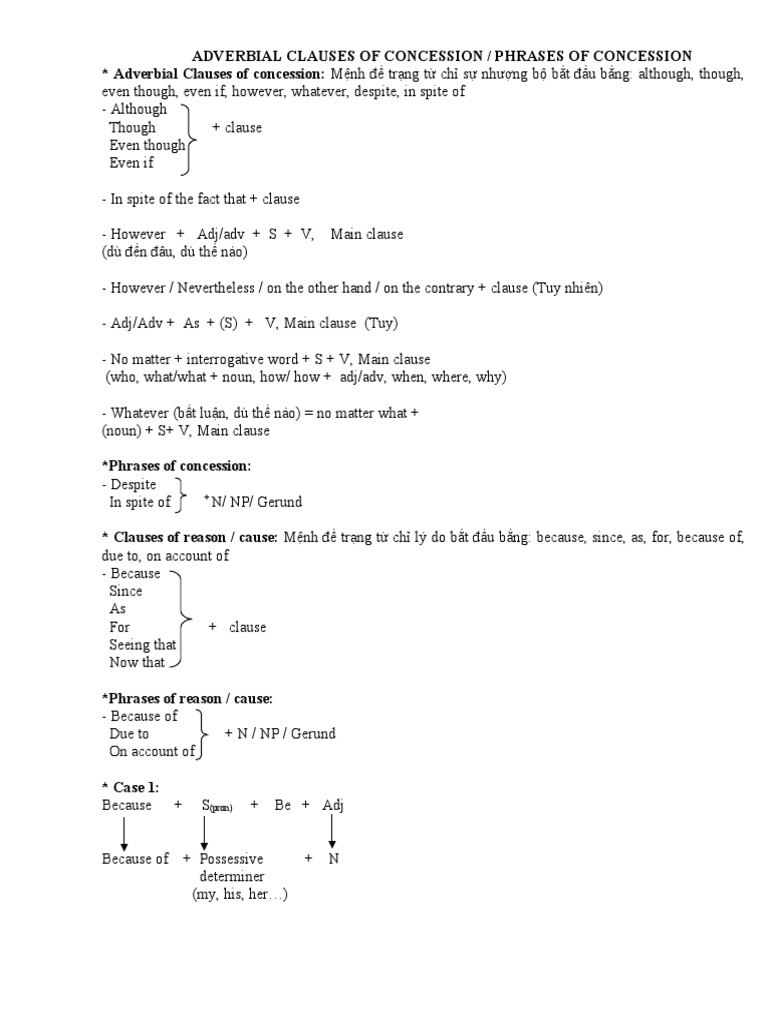 Clause Phrase of Reason | PDF | Clause | Syntax