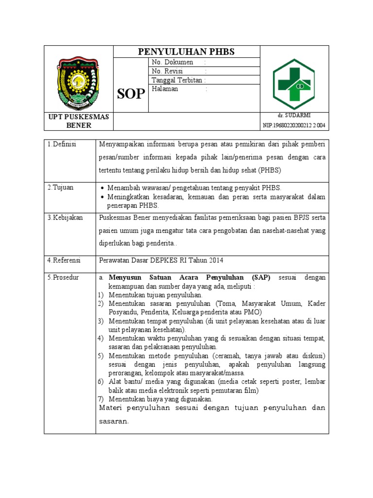 SOP Penyuluhan PHBS | PDF