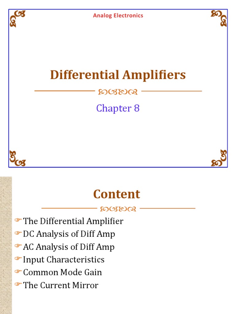 8 - Differential Amplifiers | PDF | Amplifier | Operational Amplifier
