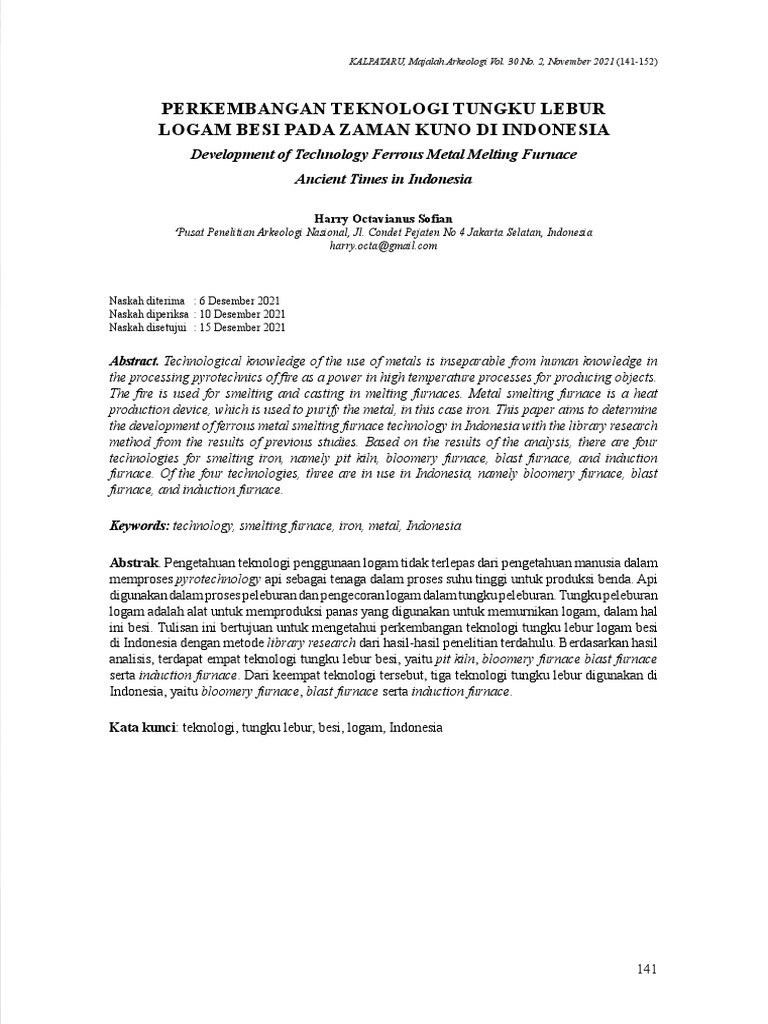 Teknologi Tungku Lebur Besi Kuno Indonesia | PDF