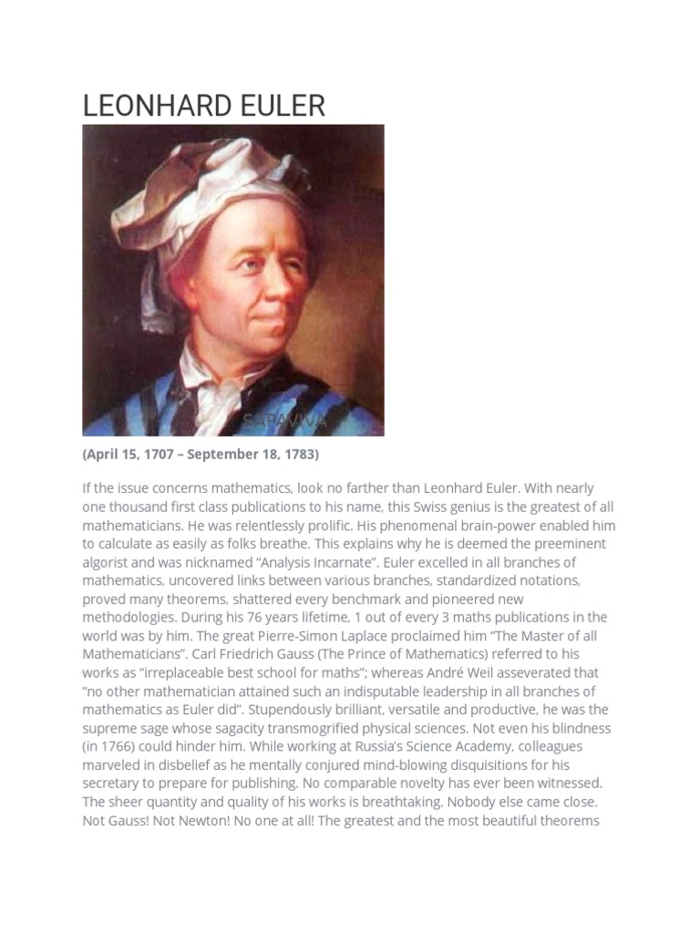 Leonhard Euler | PDF | History | Young Adult