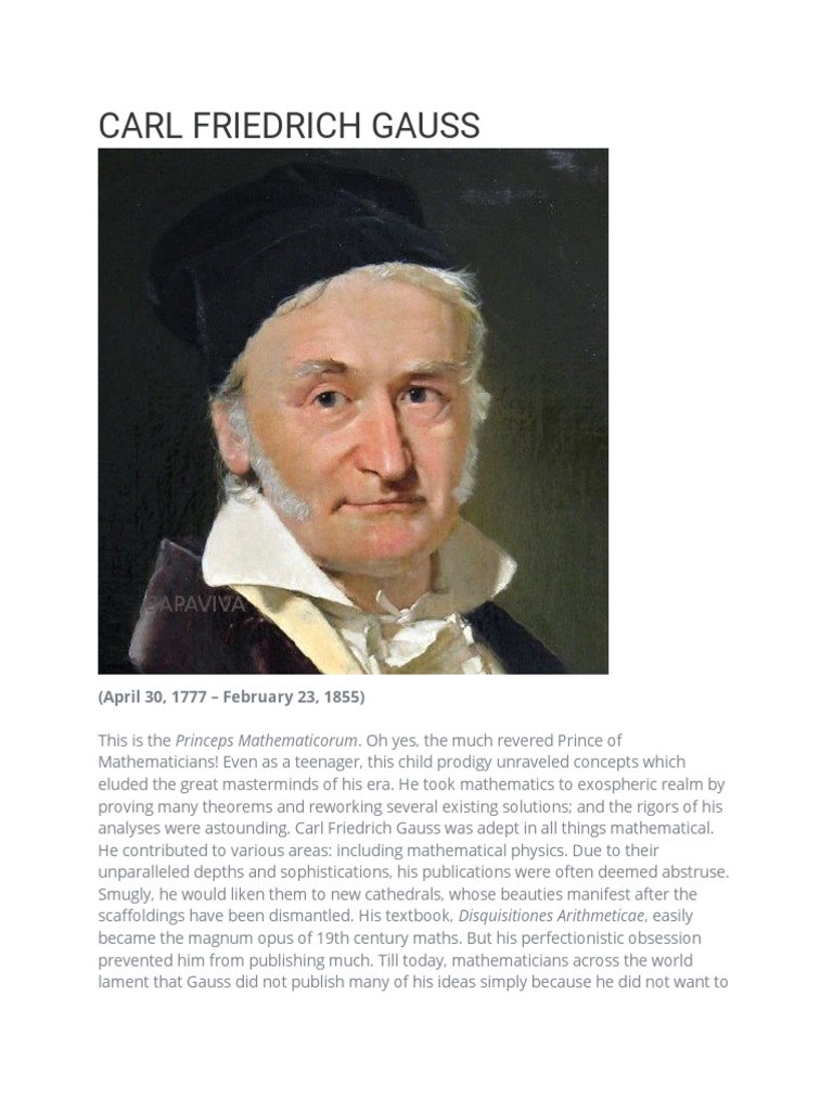 Gauss: The Prince of Mathematicians | PDF