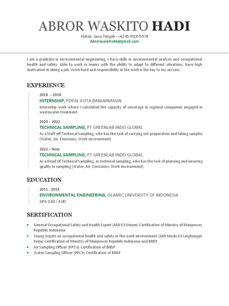 Abror Waskito: Experience | PDF