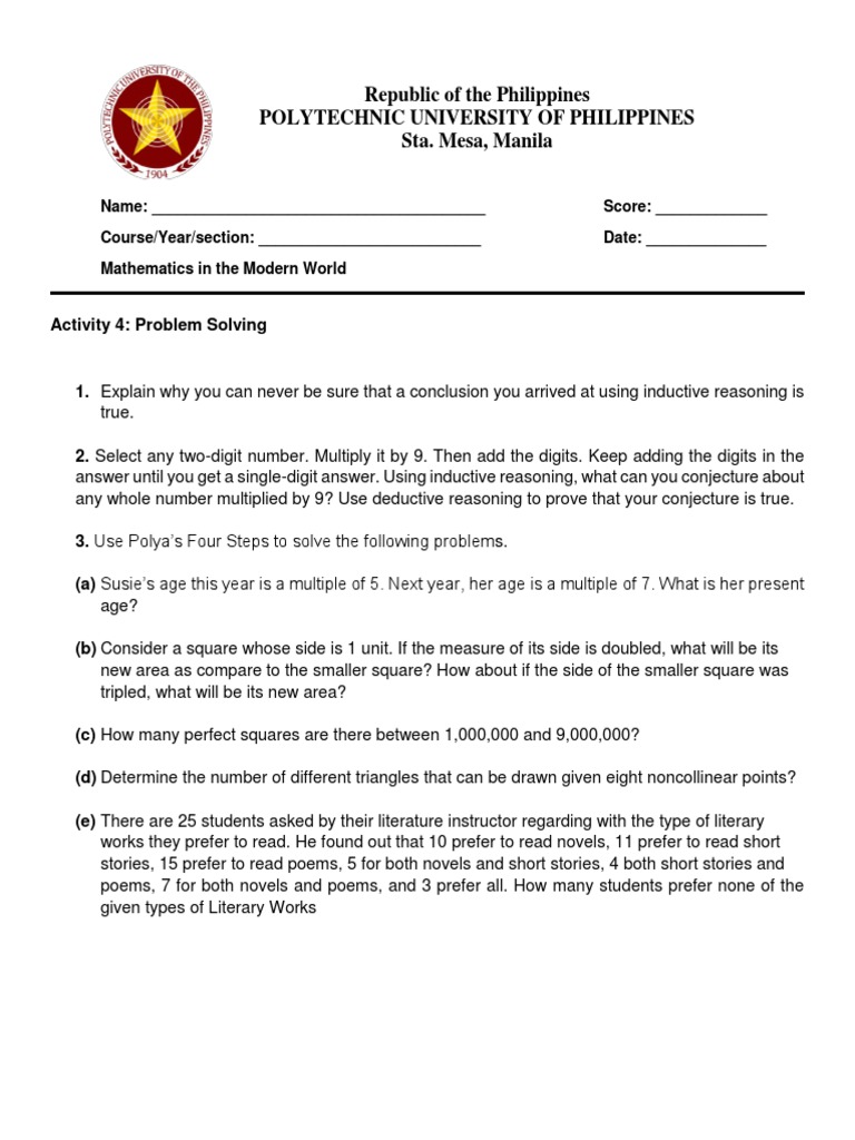 Activity 4 - Problem Solving | PDF
