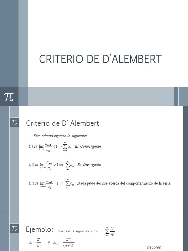 Criterio de D'alambert | PDF | Funciones y mapeos | Análisis