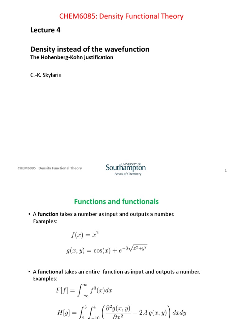 DFT L4 | PDF | Density Functional Theory | Wave Function