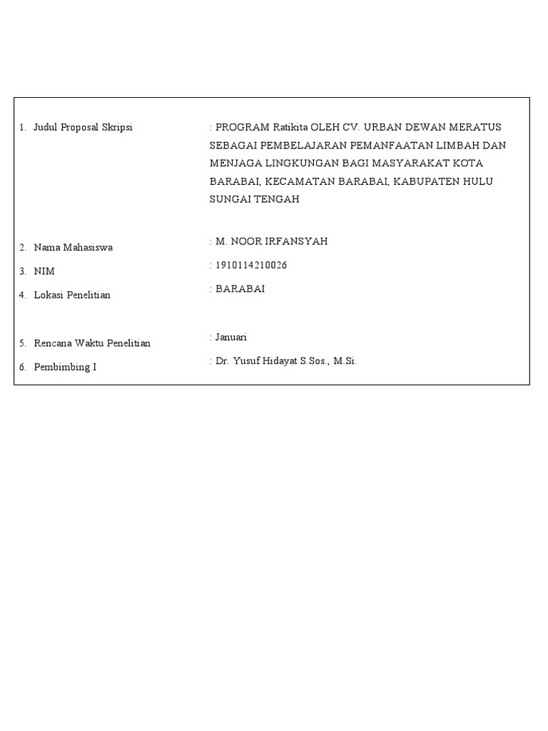 Template Proposal Skripsi M. Noor Irfansyah | PDF