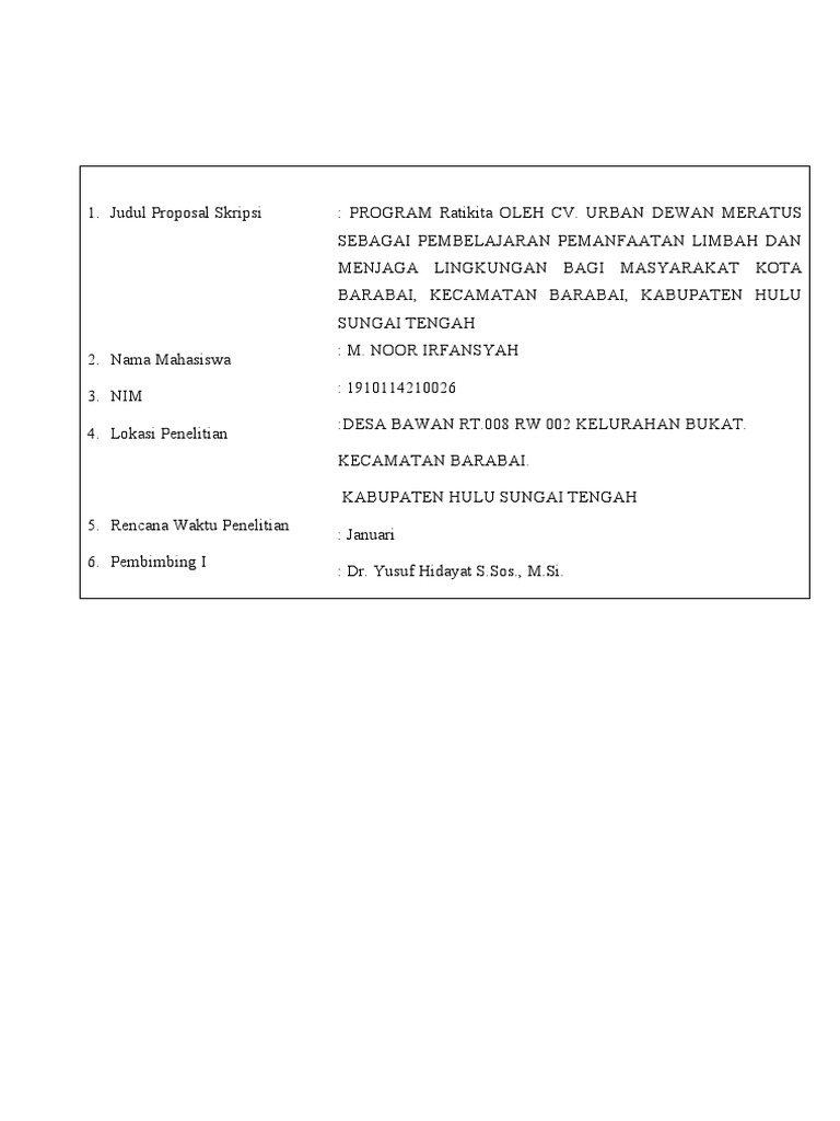 Perbaikan Proposal Skripsi - Muhammad Noor Irfansyah | PDF