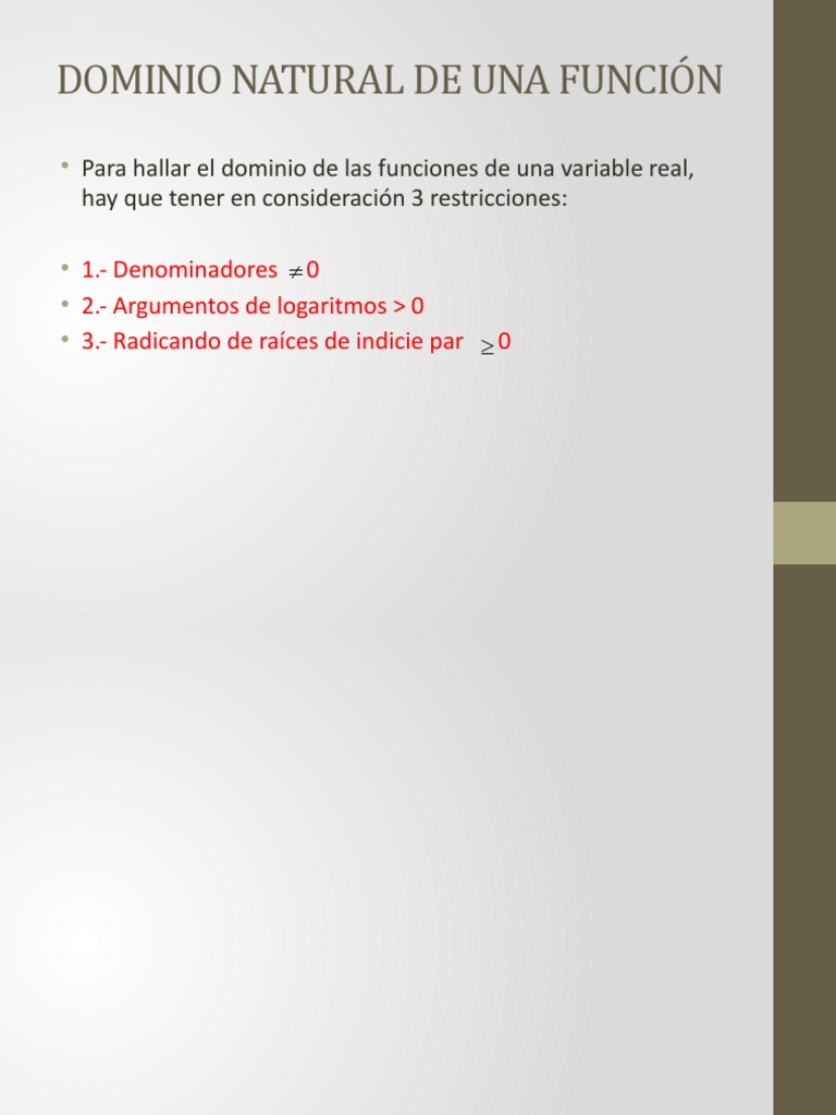 Dominio Natural | PDF | Función (Matemáticas) | Matemáticas