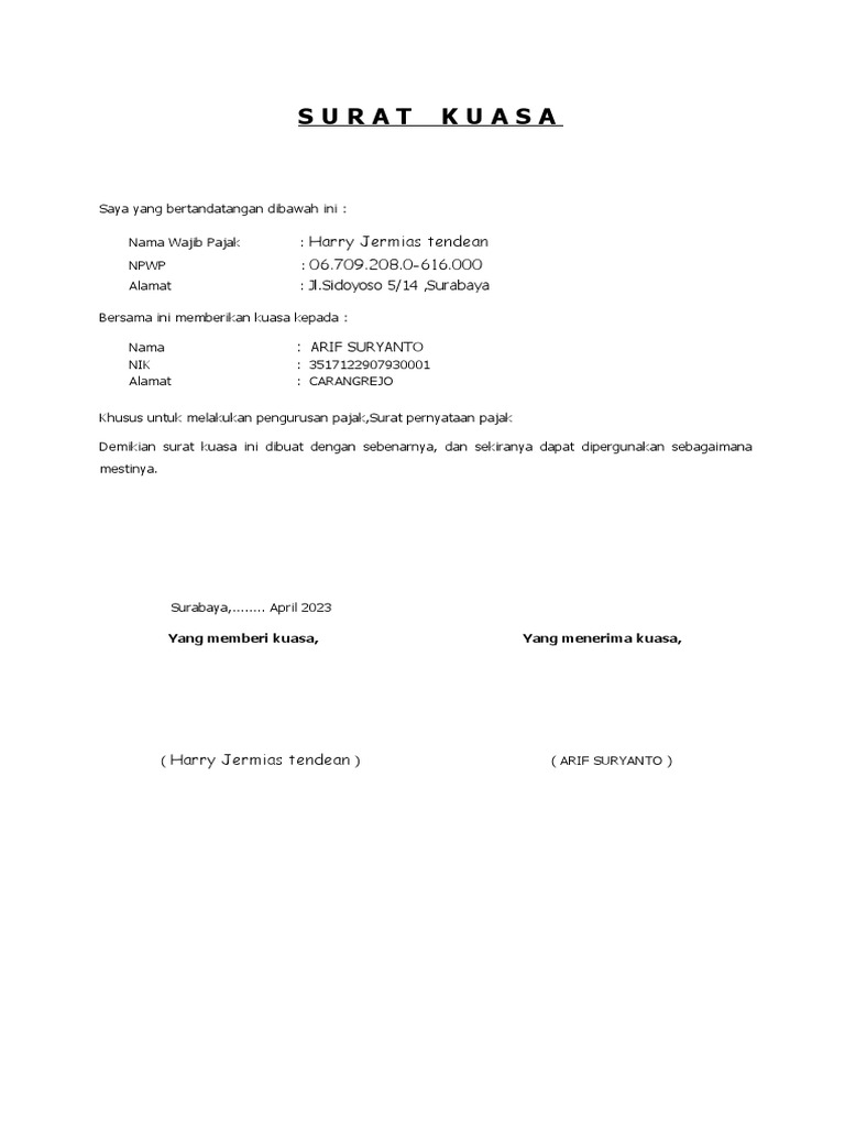Surat Kuasa | PDF