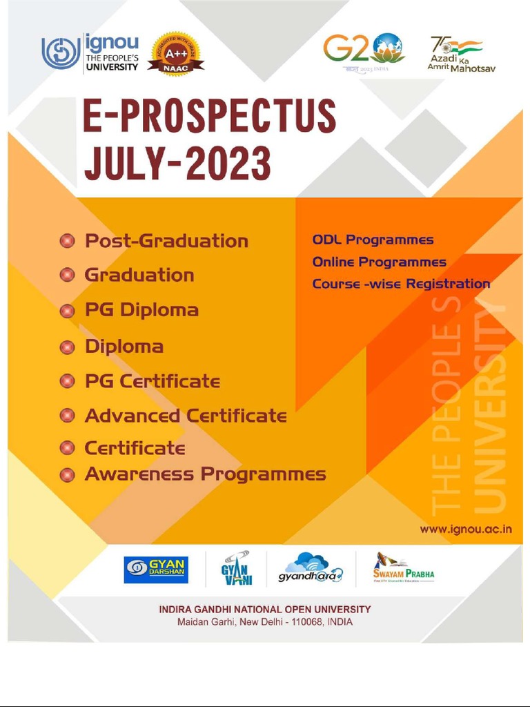 IGNOU Common Prospectus - July 2023 v.L.1.1 - Common-Prospectus-English ...