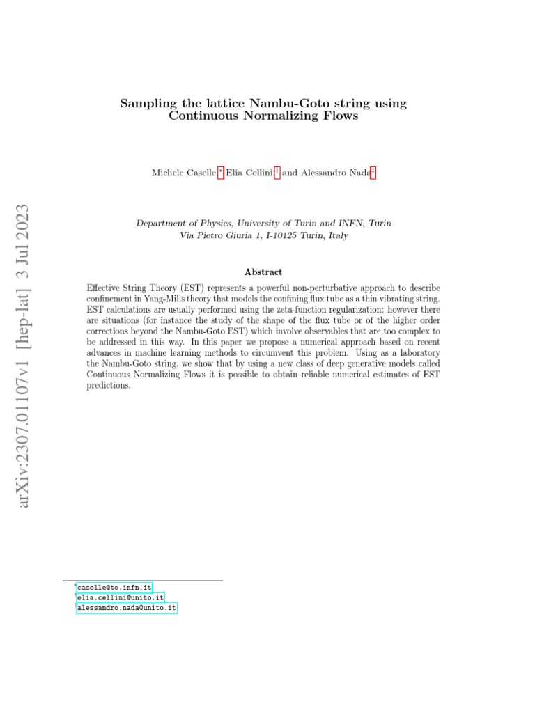Sampling The Lattice Nambu-Goto String Using Continuous Normalizing Flows | Download Free PDF ...