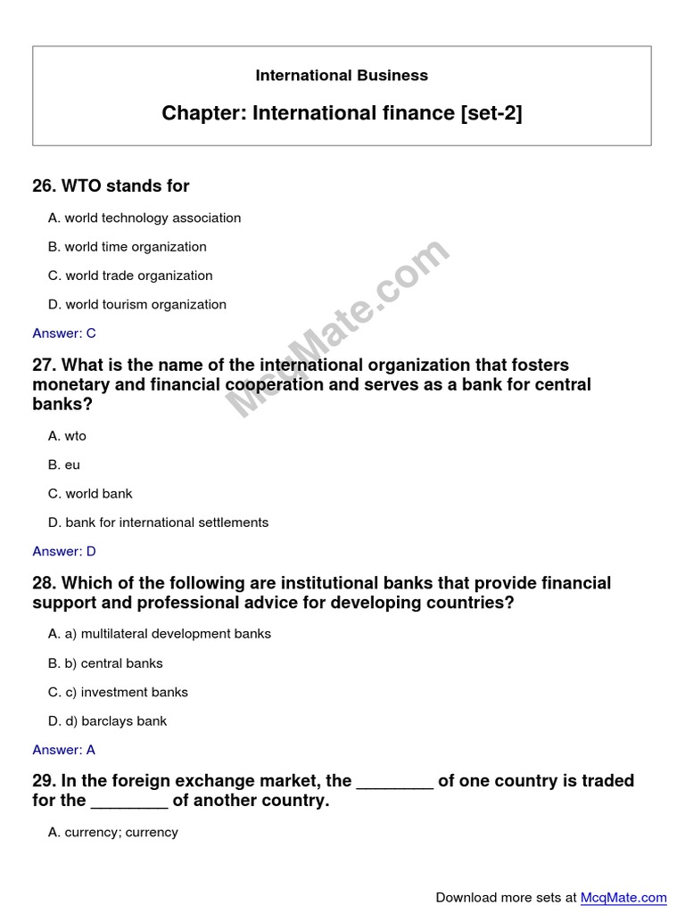 International Business (International-Finance (Set-2) ) Solved MCQs ... International Business (International-Finance (Set-2) ) Solved MCQs ...
