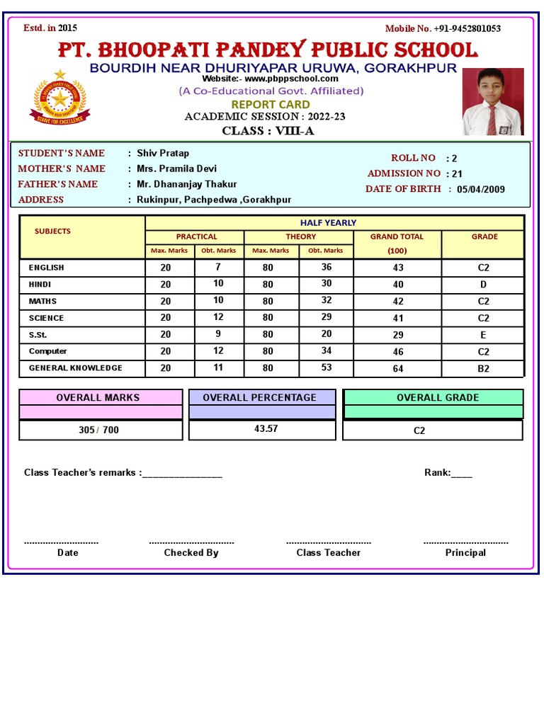 Marksheet 05 | PDF | Schools