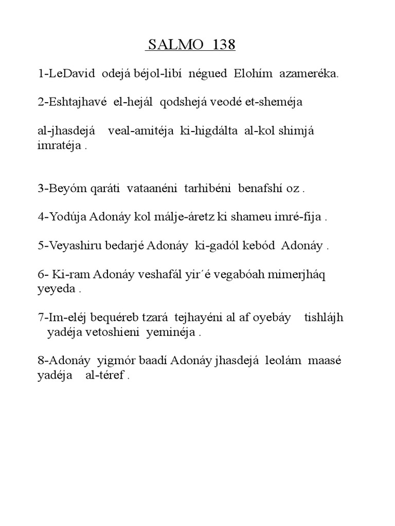 SALMO 138, AMISTAD Y AMOR | PDF