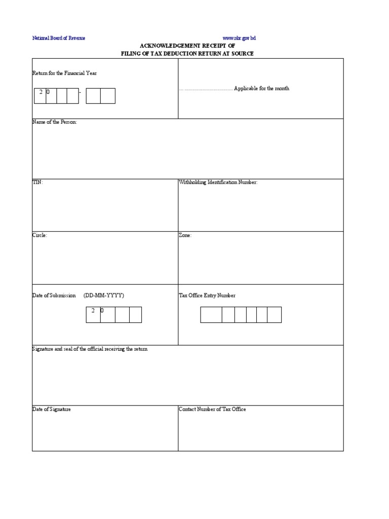 Fintax Bangladesh (Bejoy) Prepared by Excel Withholding Return Sec-177 ...
